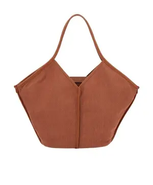 Hereu Top Handle Tote Bag With Detachable Pouch - Brown