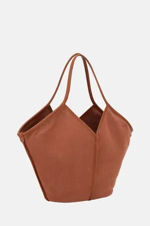 Hereu Top Handle Tote Bag With Detachable Pouch - Brown