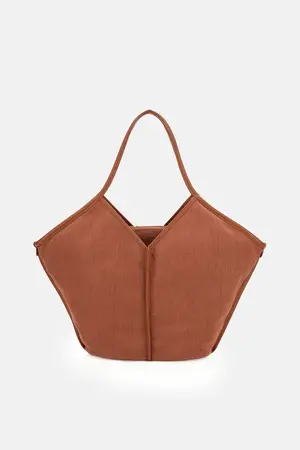 Hereu Top Handle Tote Bag With Detachable Pouch - Brown