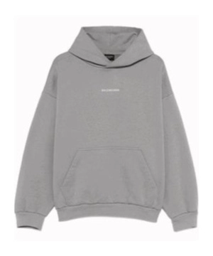 Balenciaga Logo Embroidered Hoodie - Gray