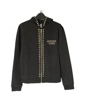 Moschino Studded Logo Hooded Zip Jacket