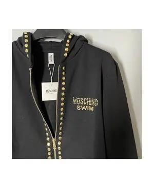 Moschino Studded Logo Hooded Zip Jacket