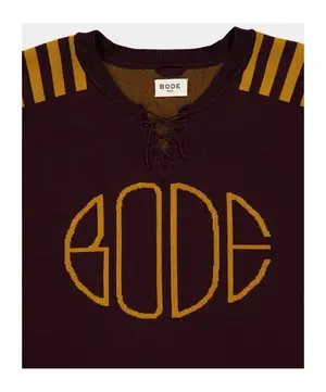 BODE Tie Neckline Sweater With Ribbed Trim And Logo Detail