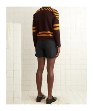 BODE Tie Neckline Sweater With Ribbed Trim And Logo Detail