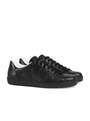 Gucci Ace Gg Embossed Leather Sneakers