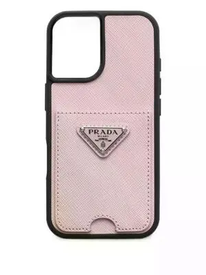 Prada Saffiano Leather Iphone 16 Case - Pink
