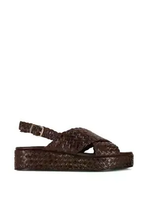 LA ROSE Woven Crossover Platform Sandals