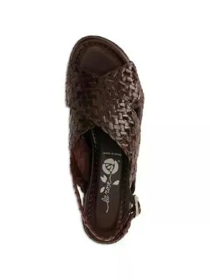 LA ROSE Woven Crossover Platform Sandals