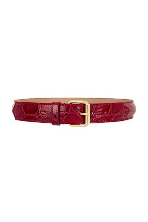 Dries Van Noten Printed Croc Effect Leather Belt - Red