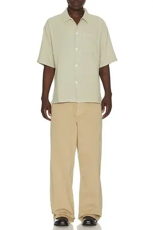 FRAME Open Weave Short Sleeve Shirt - Moss Green