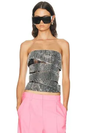 AREA Embellished Strapless Top