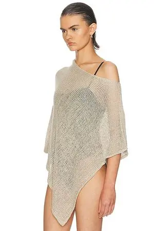 Enza Costa Linen Open Knit Poncho