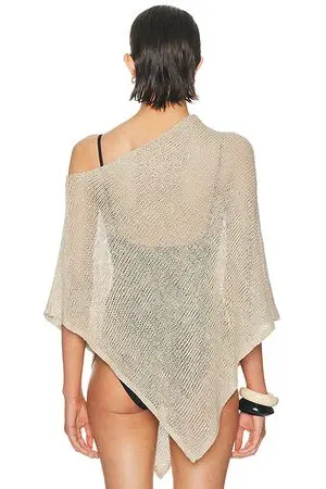 Enza Costa Linen Open Knit Poncho