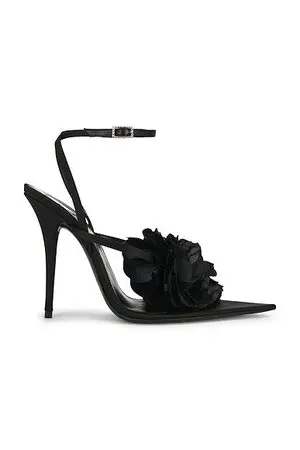 Saint Laurent Silver Tone Sandals For Women