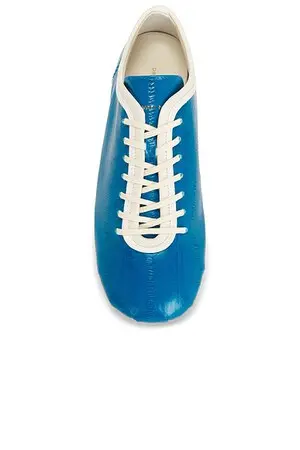 Dries Van Noten Ballet Sneaker In Glossed Leather - Turquoise