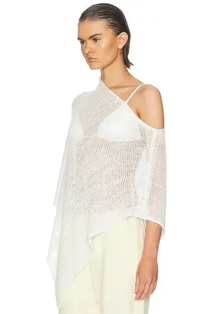 Enza Costa Linen Open Knit Poncho