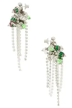 Dries Van Noten Dangle Earrings With Jewel Embellishments And Strass Details - Green