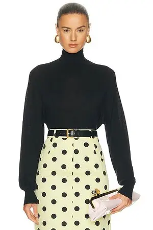 SAME Relaxed Cashmere Turtleneck Sweater - Black