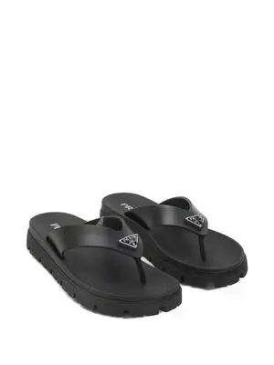Prada Rubber Thong Sandals With Enameled Triangle Logo