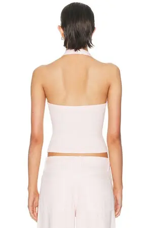 Enza Costa Cotton Rib U Halter Top - Cherry Blossom