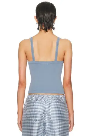 Donni. Ribbed Square Neck Tank Top - Cornflower