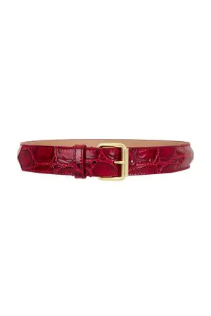 Dries Van Noten Printed Croc Effect Leather Belt - Red