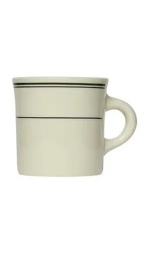 FISH'S EDDY Greenband Diner Mug - Cream