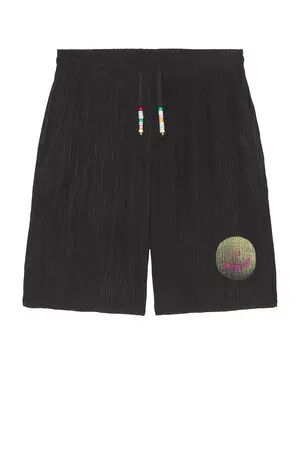 MISBHV Charcoal Plissé Shorts With Beaded Drawstring