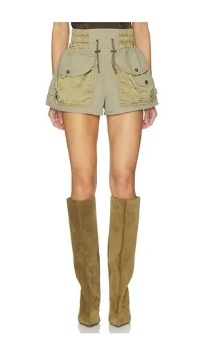 Balmain Two Pockets Cotton Twill Shorts - Army