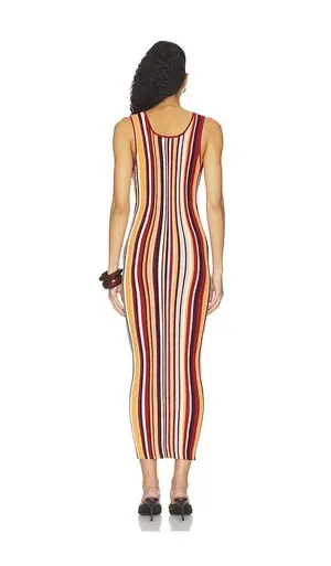 Ronny Kobo Striped Knit Midi Dress - Rust,pink