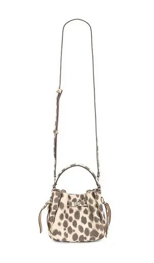 Tory Burch Romy Printed Suede Mini Bucket Bag - Cream