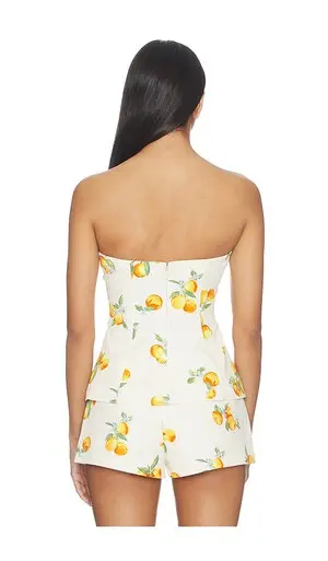 Majorelle Sansa Printed Strapless Top