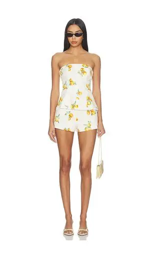 Majorelle Sansa Printed Strapless Top