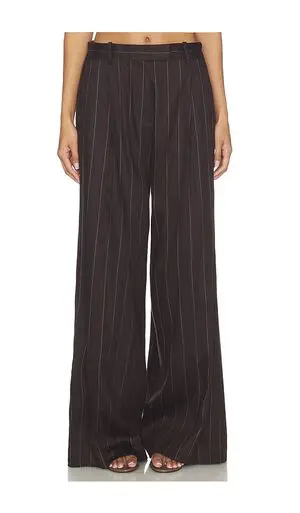 Helmut Lang Wide Leg Pleated Trousers With Pinstripe Detail