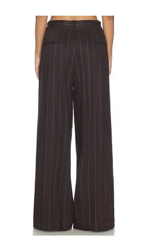 Helmut Lang Wide Leg Pleated Trousers With Pinstripe Detail
