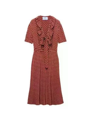 Prada Polka-dot Print Marocain Dress - Brown