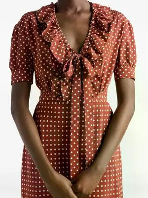 Prada Polka-dot Print Marocain Dress - Brown
