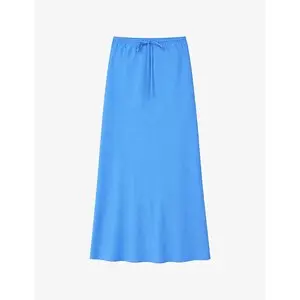 RO&ZO Drawstring Waist Bias-cut Woven Maxi Skirt