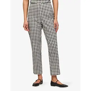 RO&ZO Gingham Cropped Stretch-cotton Trousers