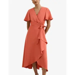 PHASE EIGHT Julissa Wrap-front Midi Dress - Orange