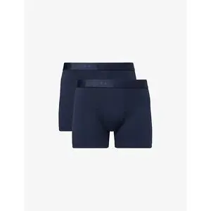 Falke Daily Comfort Pack Of Two Stretch-cotton Boxer Briefs - Midnight