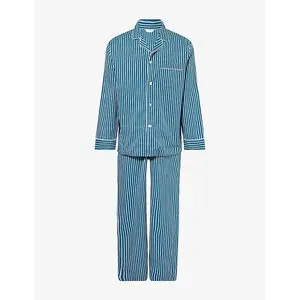 Derek Rose Royal Stripe Cotton Pyjama Set - Blue