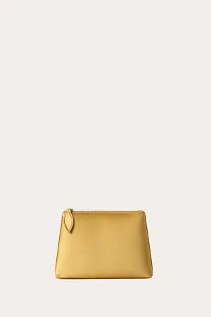 LIFFNER Zip Clutch In Satin - Gold