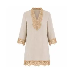 MARIELĒ Mini Dress With Lace Trimmings - Orange
