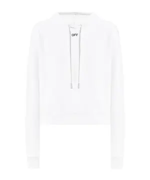 Off-White Logo Detail Hooded Long Sleeve Sweater - White