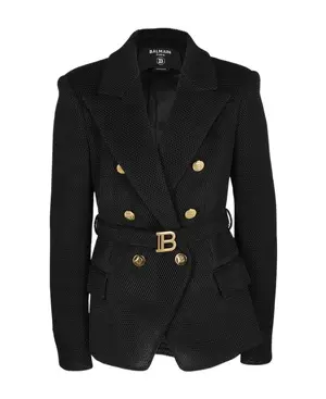 Balmain Double-breasted Belted Blazer With Logo Buckle