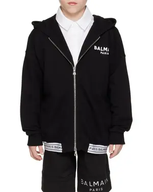Balmain Logo Layered Zip Hoodie
