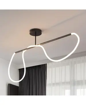 JONATHAN Y Alessio Contemporary Minimalist 360 Adjustable Silicone Neon Rope Dimmable Linear Integrated Led Flush Mount - Black