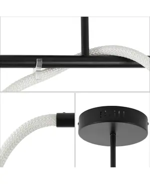 JONATHAN Y Alessio Contemporary Minimalist 360 Adjustable Silicone Neon Rope Dimmable Linear Integrated Led Flush Mount - Black