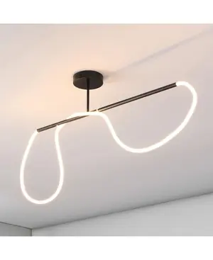 JONATHAN Y Alessio Contemporary Minimalist 360 Adjustable Silicone Neon Rope Dimmable Linear Integrated Led Flush Mount - Black
